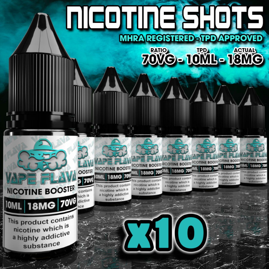 10x Nicotine Shot 10ml - 18mg - 70vg - Wilder West